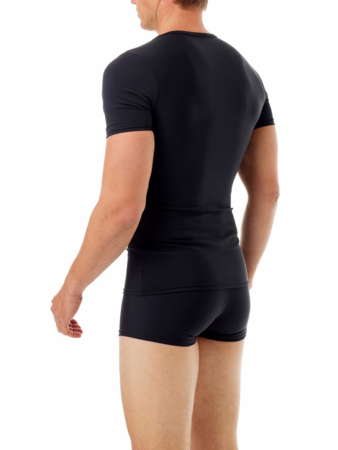 Microfiber V-Neck T-shirt. Men Compression Shirts, Girdles, Chest ...